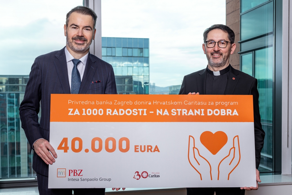 PBZ donirao 40.000 eura programu Hrvatskog Caritasa Za 1000 radosti - Na strani dobra! - poslovniFM